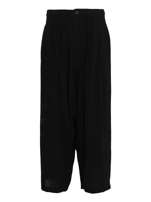 Yohji Yamamoto Graphic-print Velvet Trousers - Black