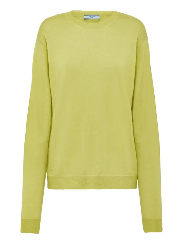 Prada Logo-appliqué Cashmere Jumper - Yellow