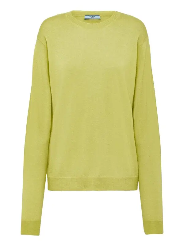 Prada Logo-appliqué Cashmere Jumper - Yellow