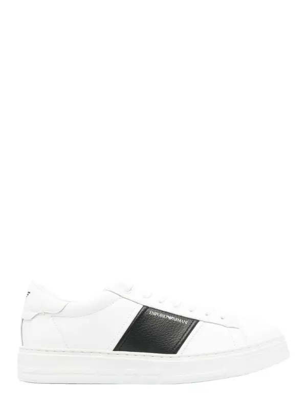 Emporio Armani Logo-printed Leather Sneakers - White