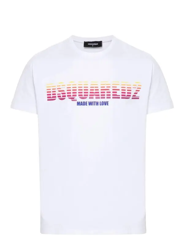 Dsquared2 Ombré-logo Print T-shirt - White