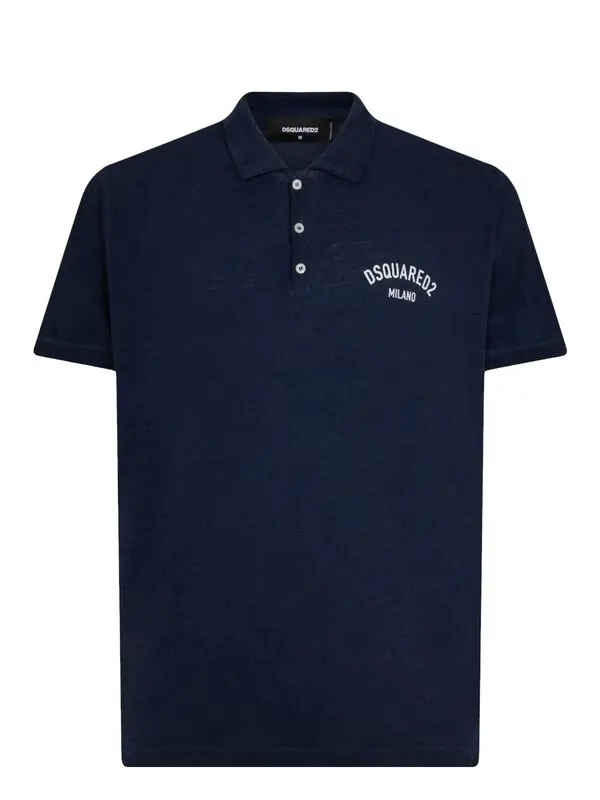 Dsquared2 Logo-print Cotton Blend Polo Shirt - Blue