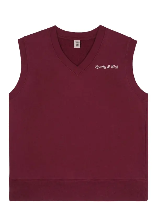SPORTY & RICH Logo-embroidered Cotton Vest - Red