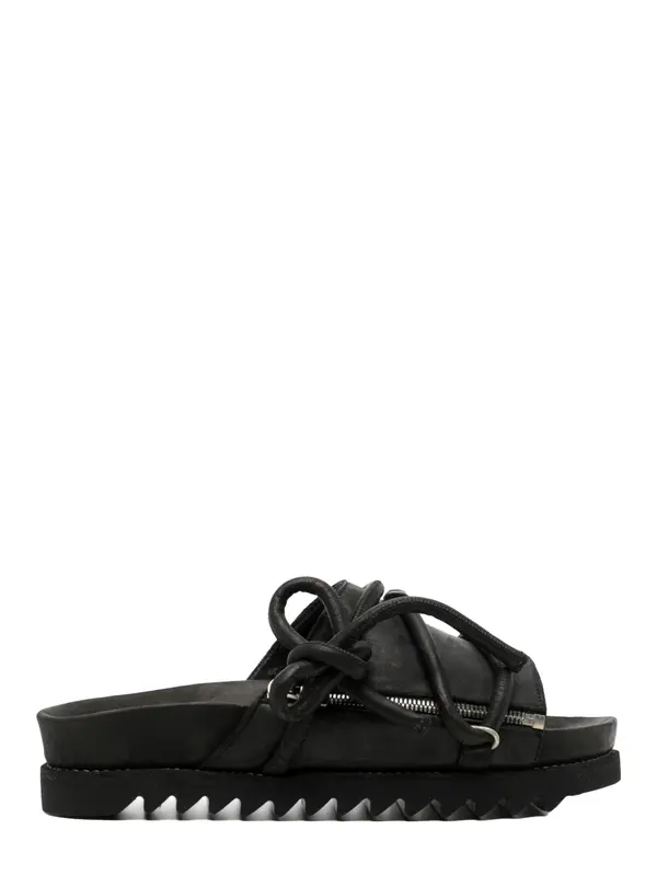 Guidi Lace-up Leather Sandals - Black