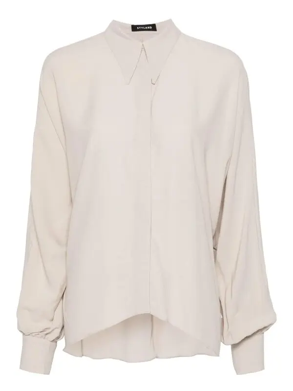 STYLAND Batwing-style Crepe Shirt - Neutrals