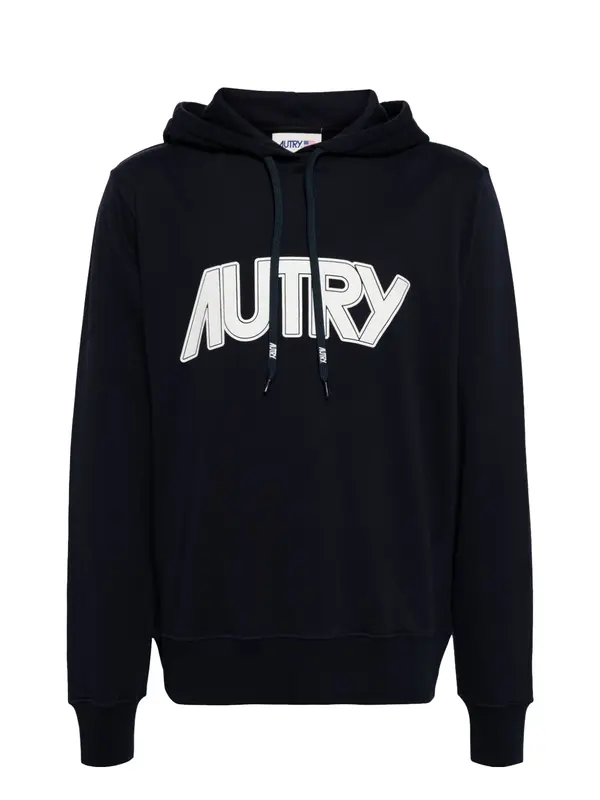 AUTRY Logo-print Cotton Hoodie - Blue