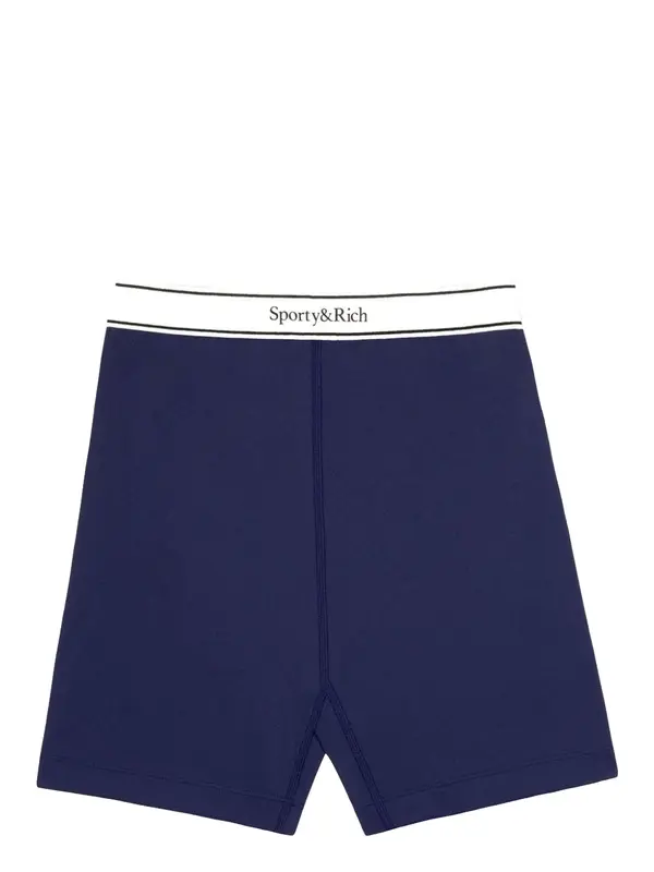 SPORTY & RICH Logo-waistband Shorts - Blue