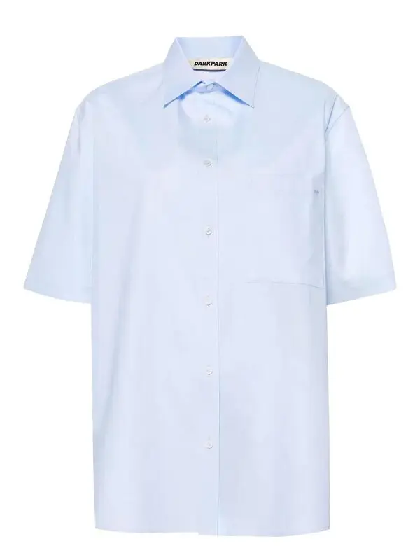 DARKPARK Straight-point Collar Cotton Shirt - Blue