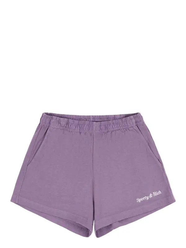 SPORTY & RICH Disco Logo-embroidered Shorts - Purple