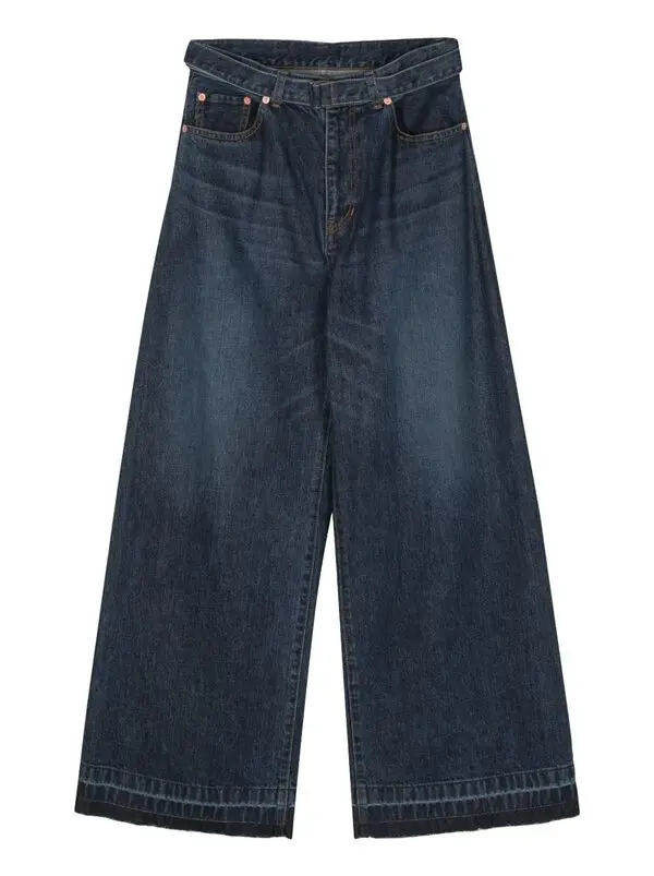 Sacai Belted Wide Leg Jeans - Blue