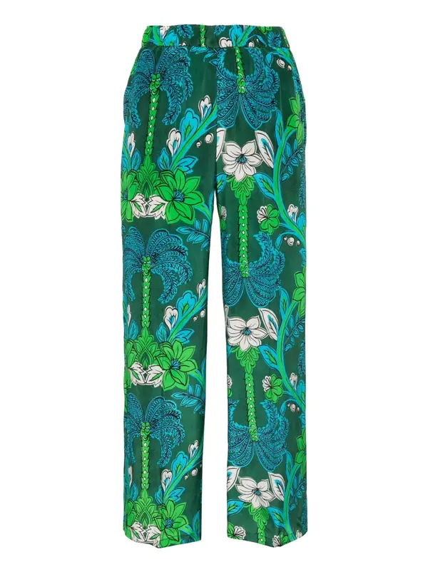 P.a.r.o.s.h Stelo Floral-print Trousers - Green