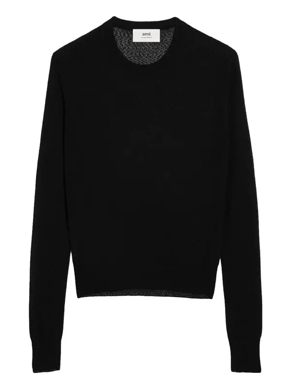 Ami Crew-neck Bouclé Jumper - Black