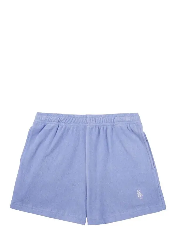 SPORTY & RICH Logo-embroidered Terry-cloth Shorts - Blue