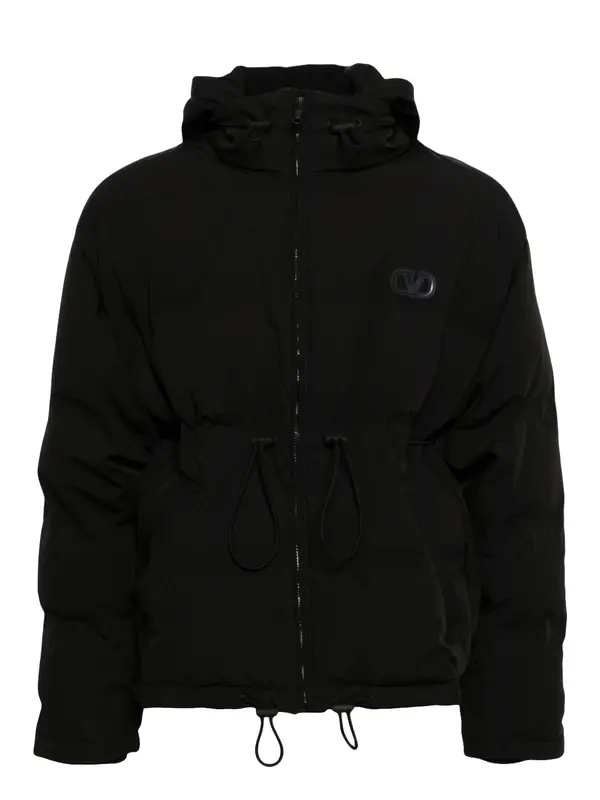 Valentino Garavani Vlogo Hooded Puffer Jacket - Black