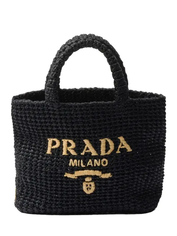 Prada Small Crochet Tote Bag - Black