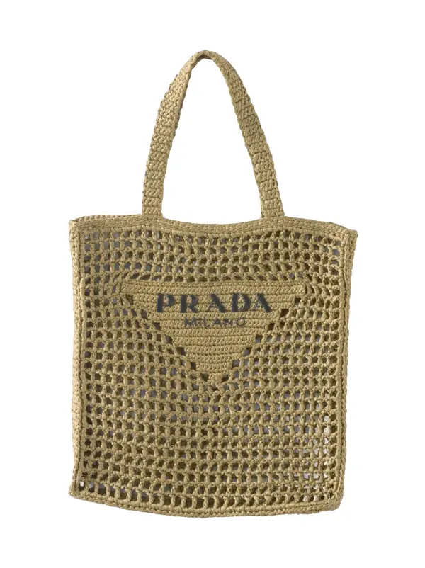 Prada Raffia Tote Bag - Green
