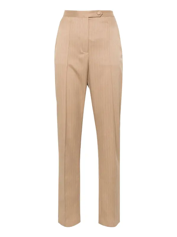 STYLAND Pinstriped High-waist Tapered Trousers - Neutrals