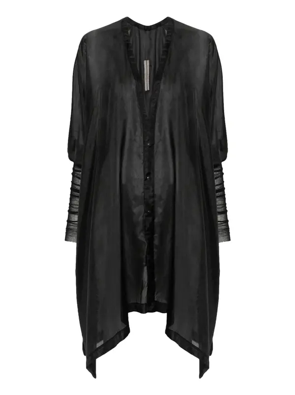 Rick Owens Ribbed-sleeves Silk Shirt - Black