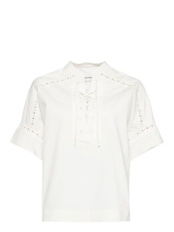 YVES SALOMON Openwork Short-sleeve Shirt - White