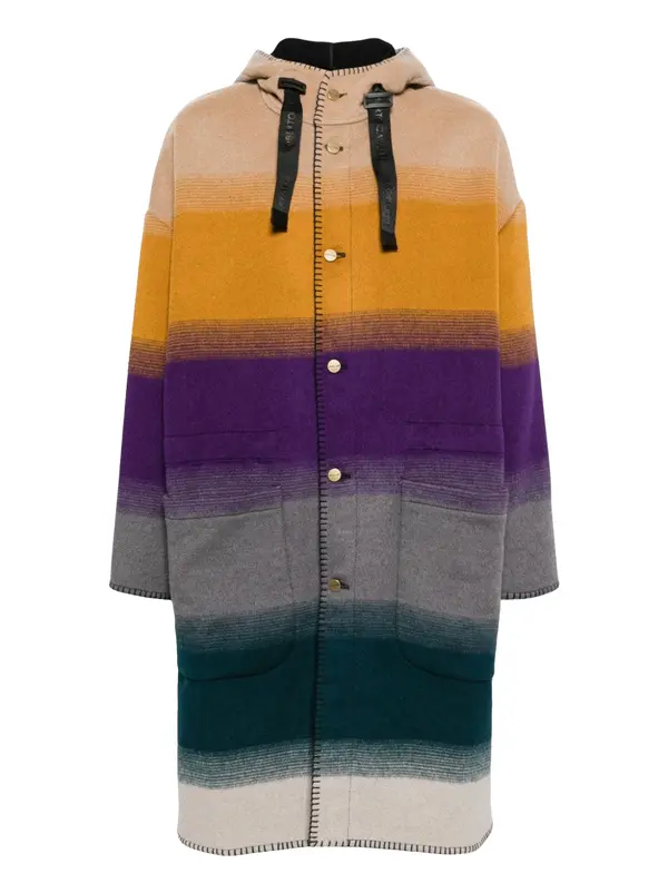 Roberto Cavalli Blanket Stitched Colour-block Coat - Multicolour