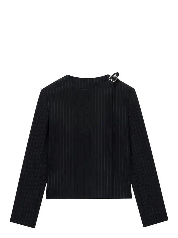 COURREGES Buckled Pinstripe Blazer - Black