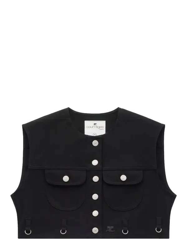 COURREGES Multiflex Denim Cropped Vest - Black