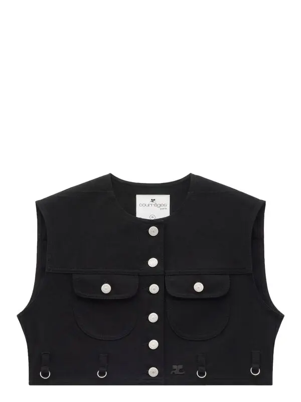 COURREGES Multiflex Denim Cropped Vest - Black