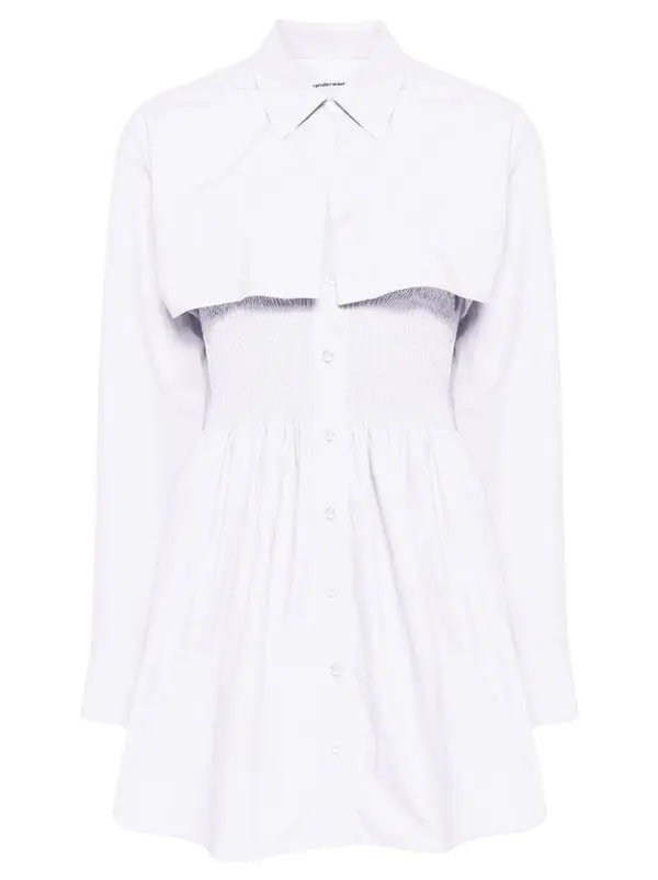 Alexander Wang Smocked Mini Shirt Dress - White