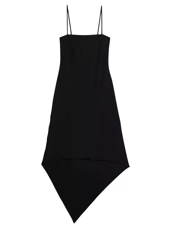 Helmut Lang Asymmetric Virgin Wool Dress - Black