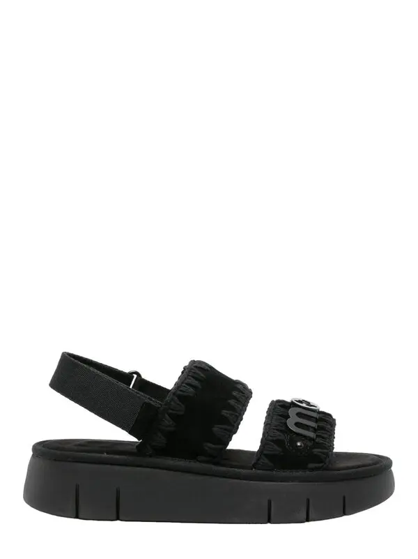 Mou Bounce Suede Flatform Sandals - Black