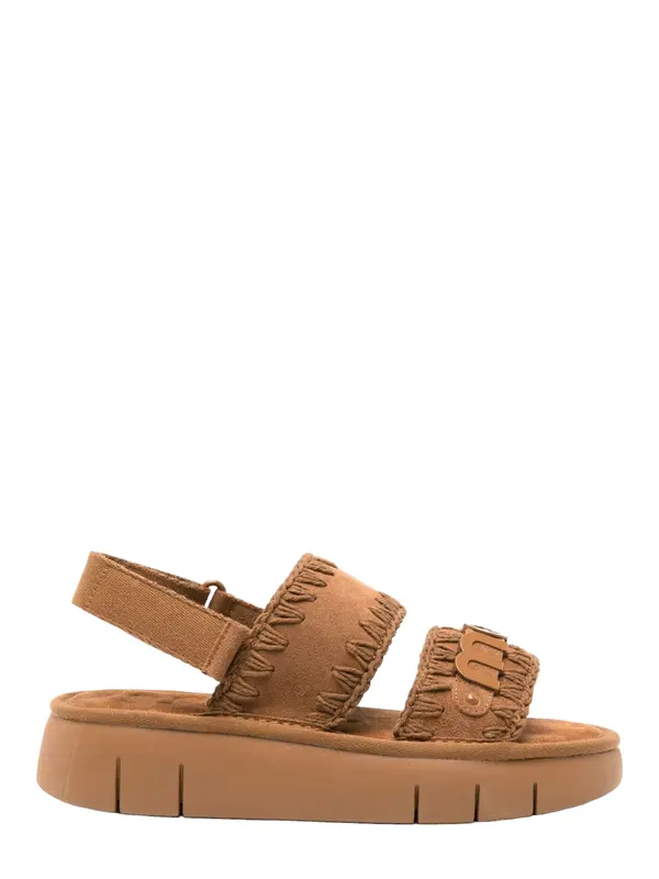 Mou Bounce Suede Flatform Sandals - Brown