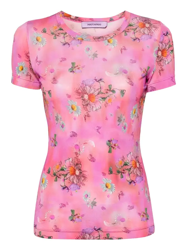 MARGHERITA MACCAPANI Floral-print T-shirt - Pink