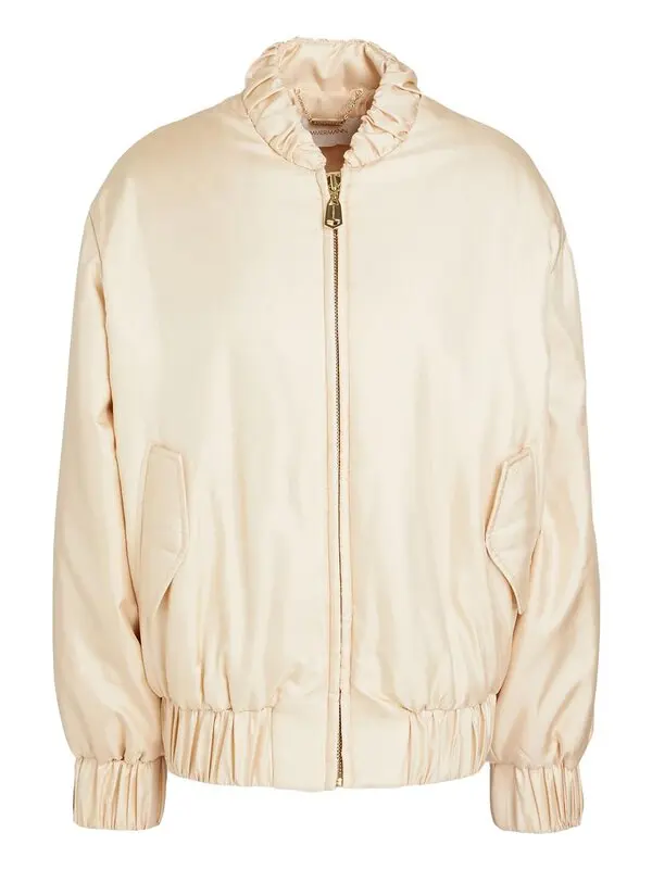 Zimmermann Silk-twill Padded Bomber Jacket - Beige