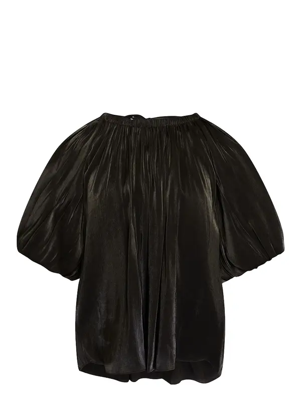 Ulla Johnson Flo Gathered Satin Top - Black