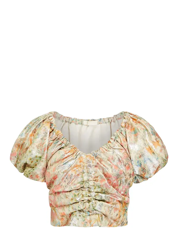 Ulla Johnson Nerida Cropped Floral-jacquard Top - Beige