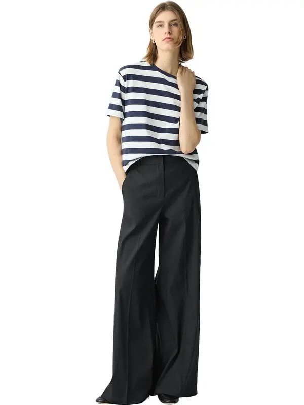 Theory High-waist Wide-leg Linen Trouser - Black