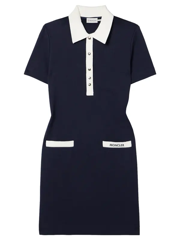 Moncler Cotton-blend Jersey Mini Dress - Blue