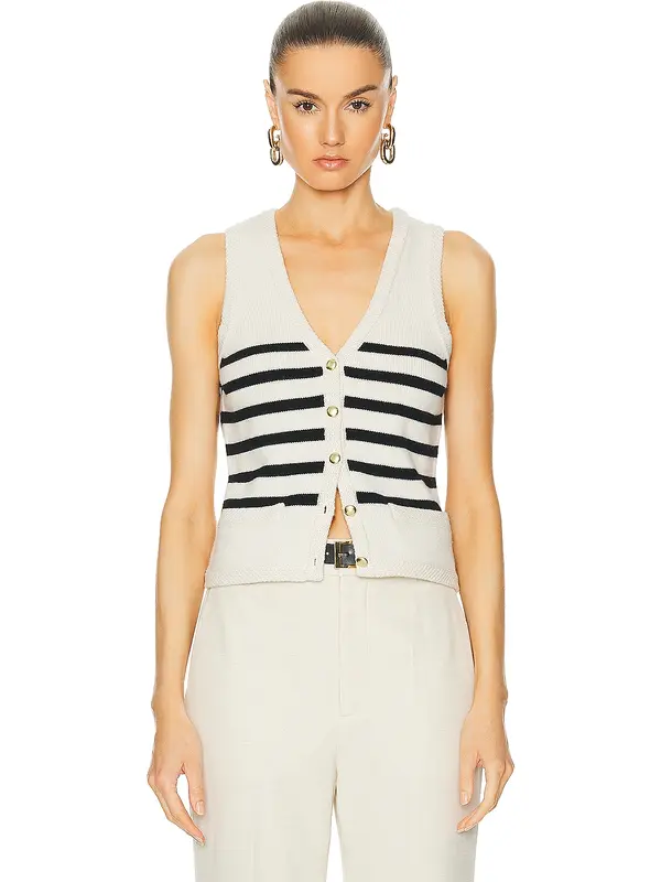 L'academie By Marianna Calanth Striped Vest - Cream & Black
