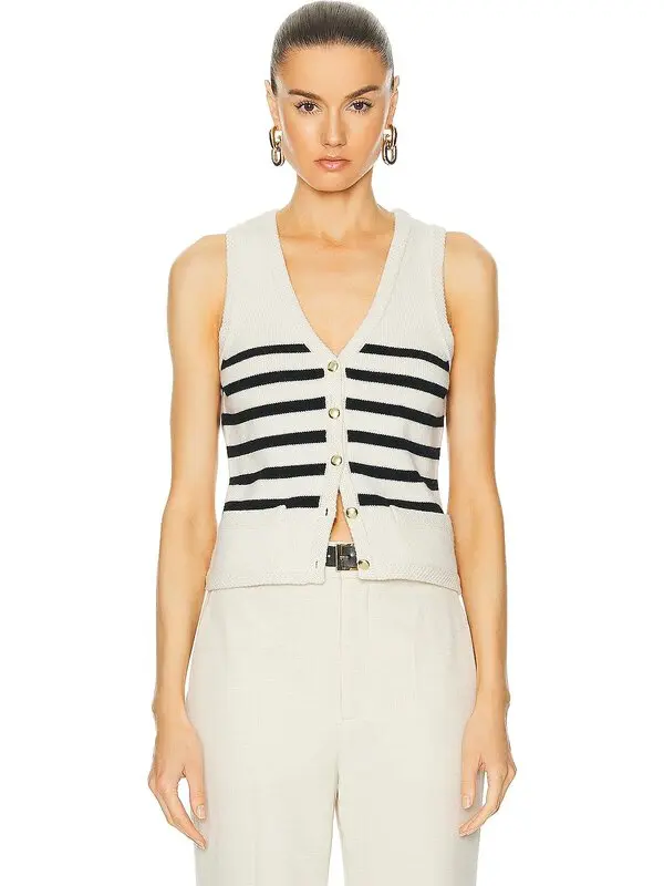 L'academie By Marianna Calanth Striped Vest - Cream & Black
