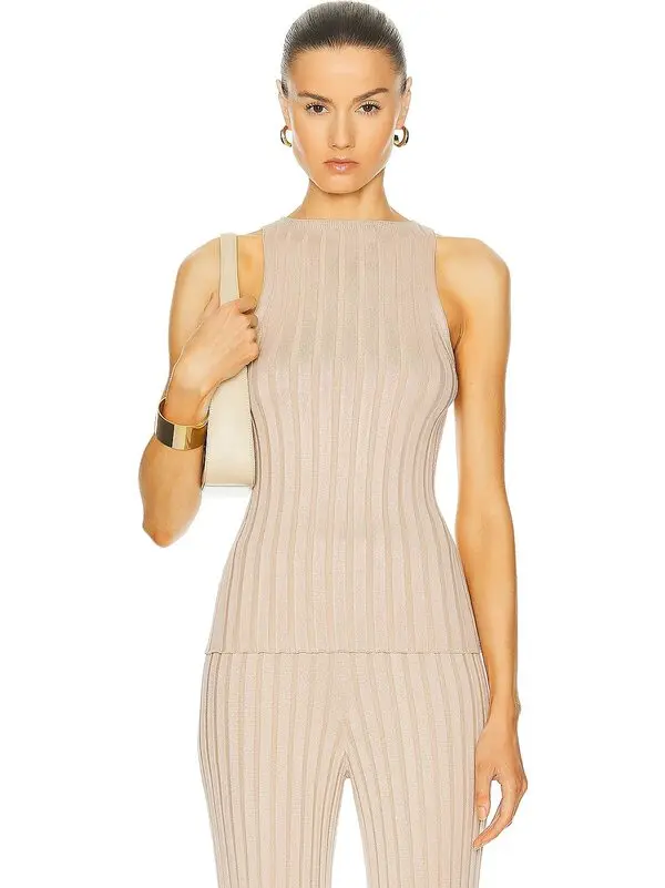L'academie By Marianna Sereph Rib Tank - Champagne