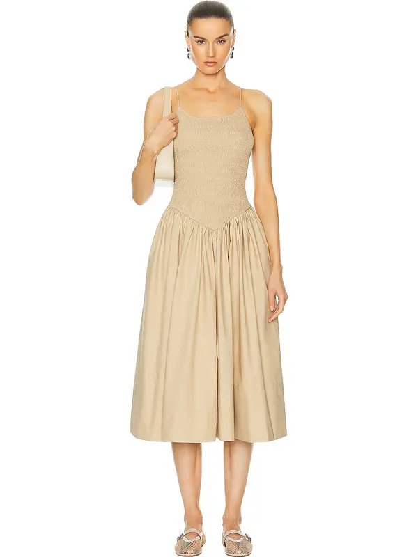 L'academie By Marianna Armanda Poplin Midi Dress - Khaki