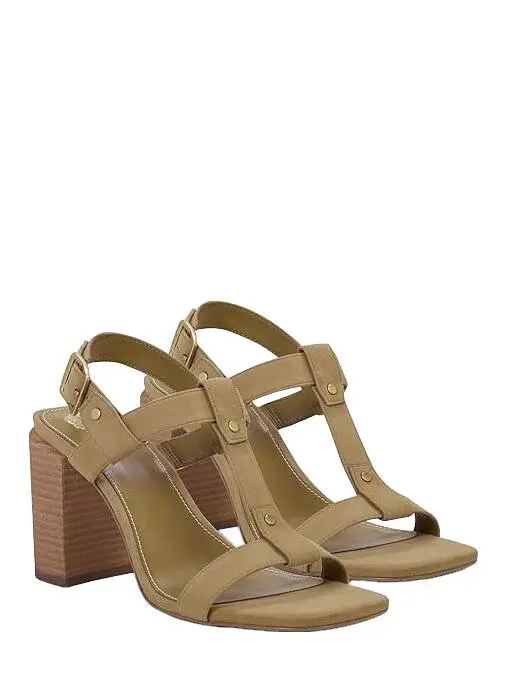 Vince Camuto Clarissa T-strap Block Heel Sandals - Khaki