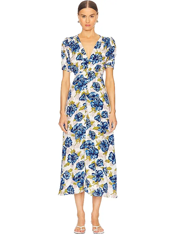 Faithfull The Brand Bellavista Midi Dress - Isadora Floral Navy