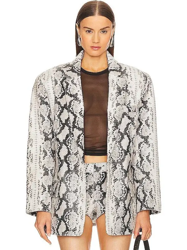 Retrofete Chloe Leather Blazer - Neutral Snake