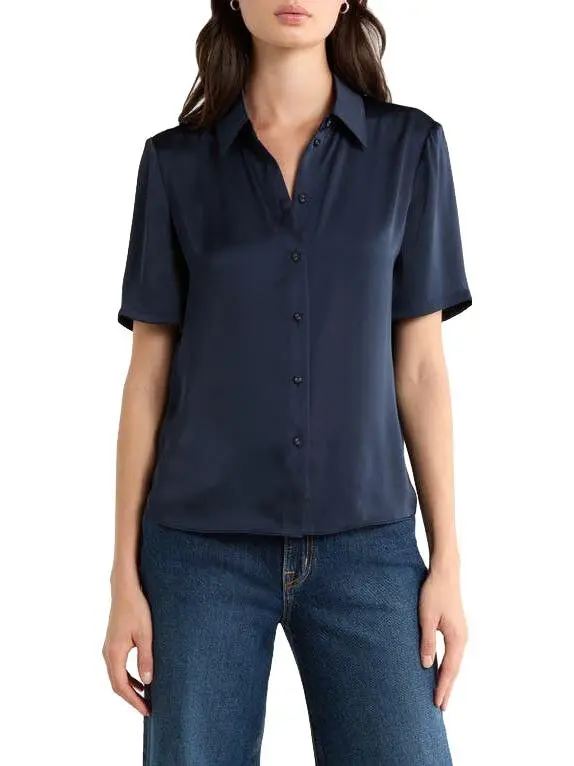 FAVORITE DAUGHTER The Take Me Seriously Button-up Shirt - Navy