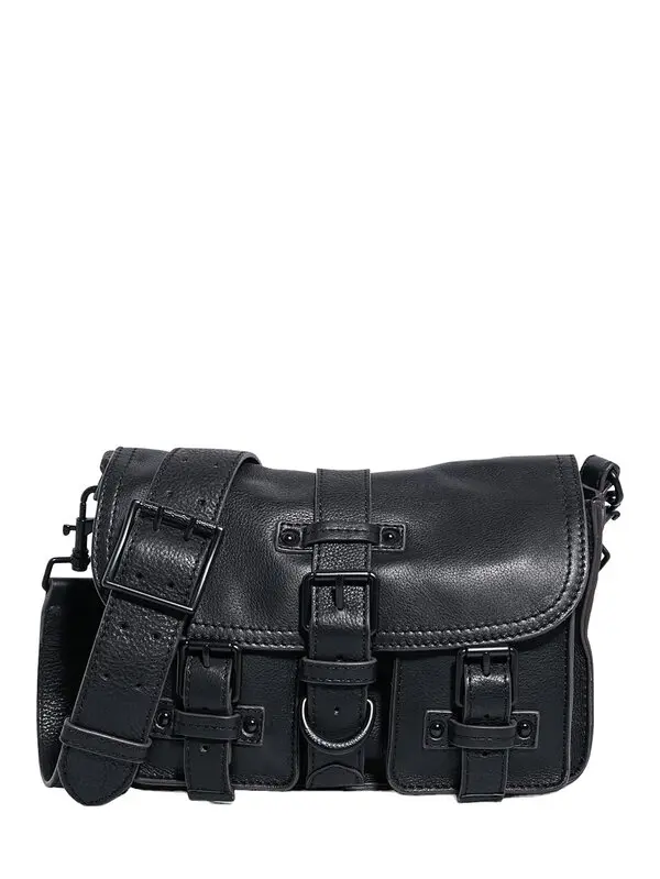 AIMEE Saddle Up Leather Crossbody Bag - Black