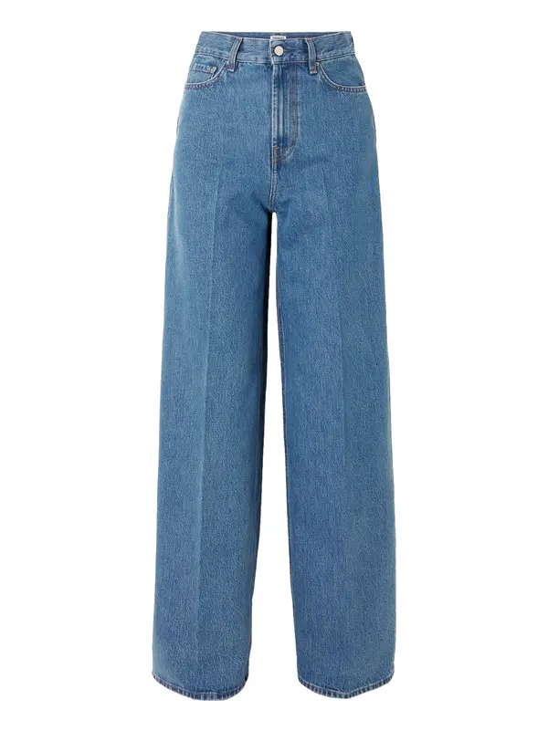 TOTEME Pleated High-rise Wide-leg Jeans - Blue