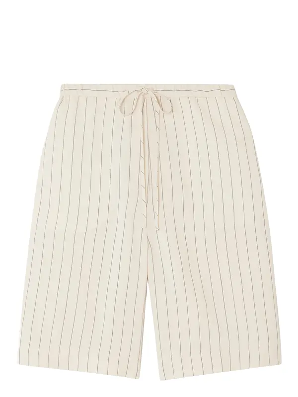 TOTEME Pinstriped Linen Shorts - Ecru
