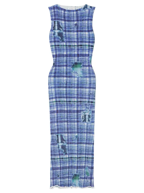Acne Studios Printed Ribbed Stretch-knit Midi Dress - Blue