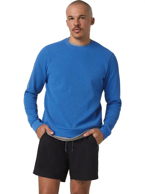 Vuori Tech Waffle Crewneck Shirt - Court Blue
